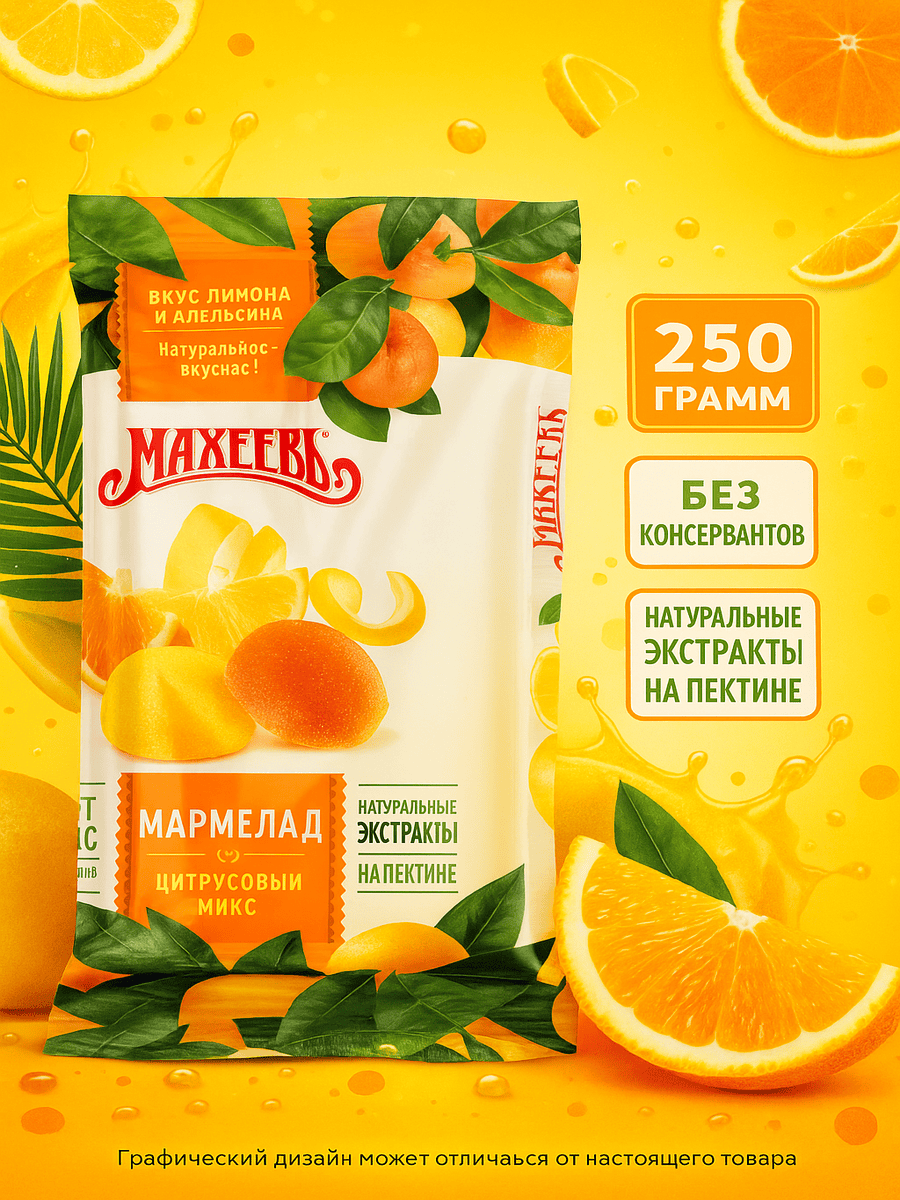 Мармелад махеевъ Цитрусовый микс, 250г