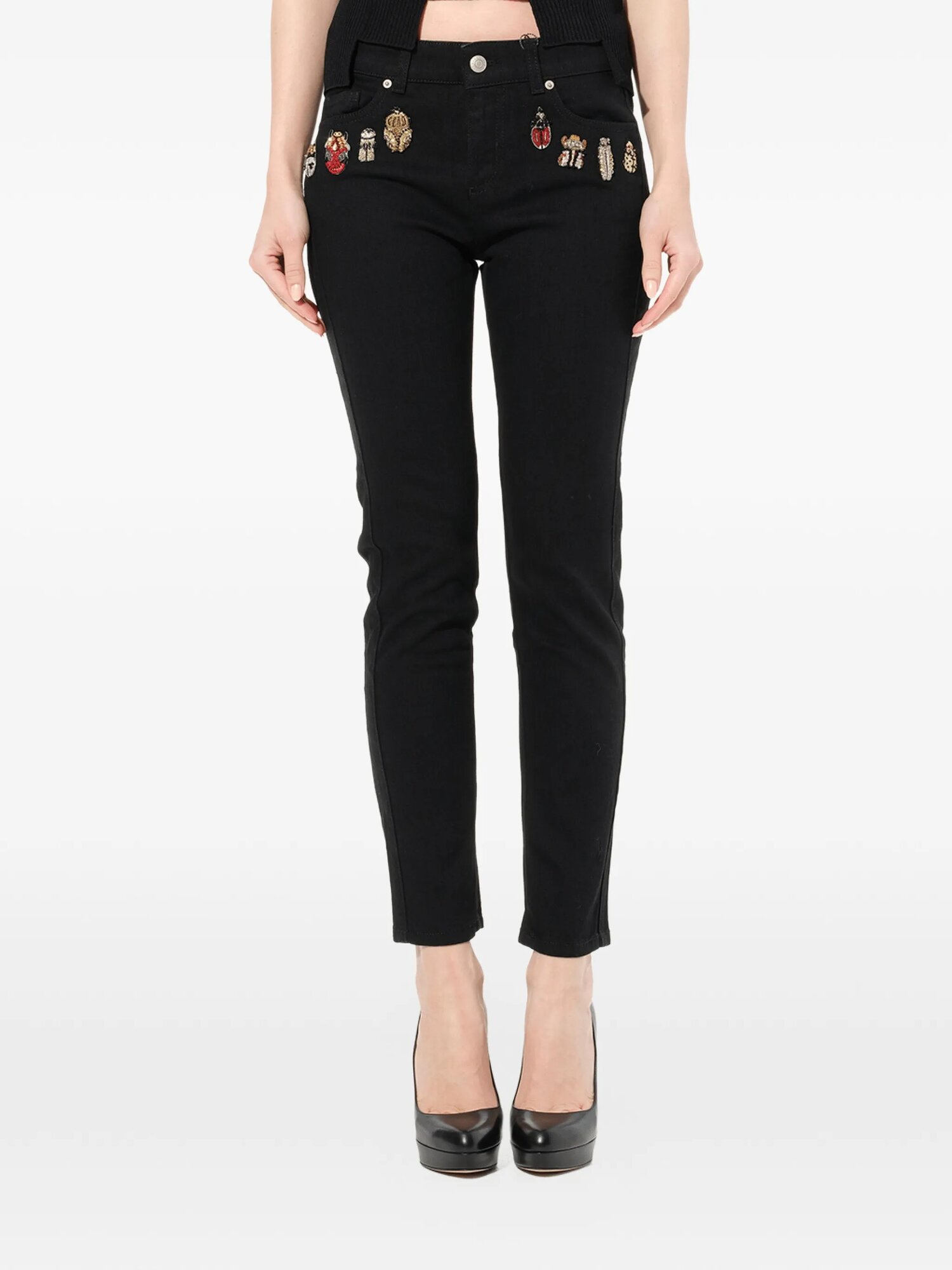 Джинсы Embroidered details skinny jeans 