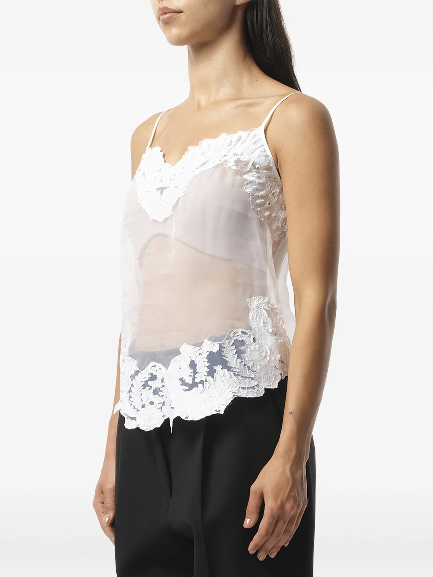 Топ GIVENCHY Lace-trimmed top, размер 38, white — фото 1