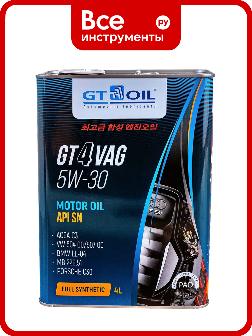 Масло GT OIL gt 4 vag, sae 5w-30, api sn, 4 л 8809059409879