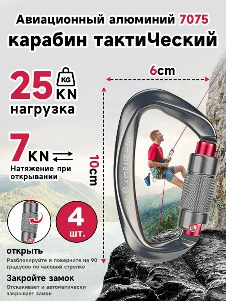 Edvinton Карабин с самосбросом, длина: 100 мм, 4 шт