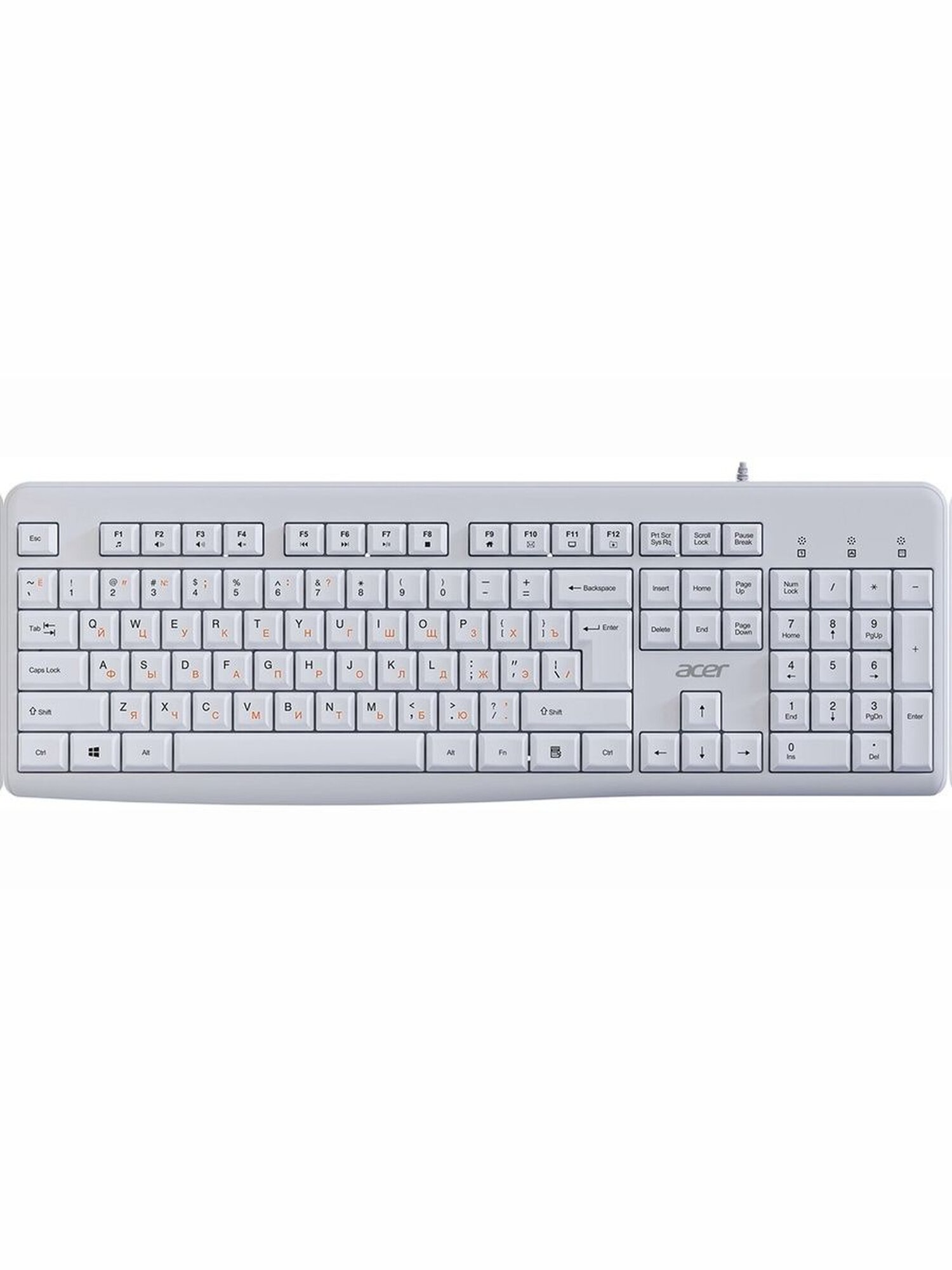 Клавиатура Acer OKW500 white USB Multimedia (ZL. KBDEE.01S) каб:1.8m