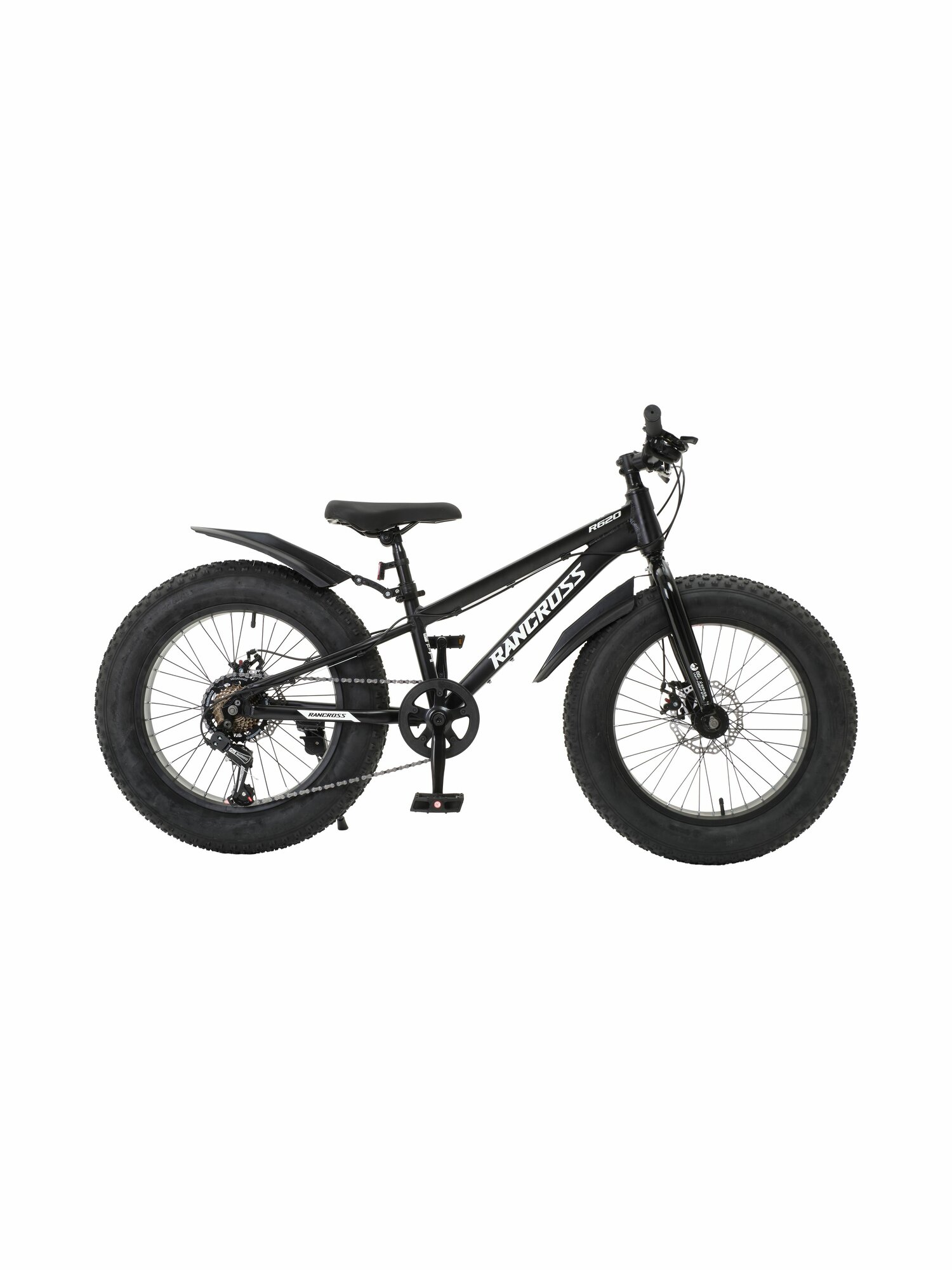 Детский/подростковый фэтбайк Rancross R620, колеса 20*4, рама 10 дюймов, SHIMANO 7ск, вилка жесткая RIGID, Fat-bike черный, рост 120-150 см, 7-11 лет
