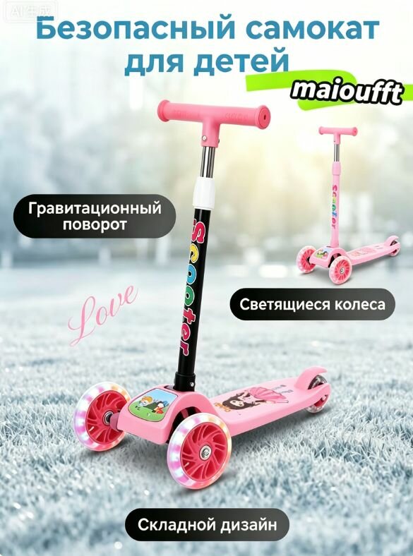 Самокат 019daec558367159b7cdfe59dd55a5cc, светло-розовый