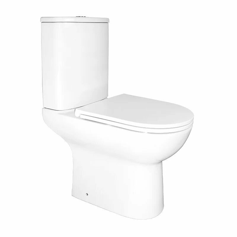 Унитаз-компакт напольный AZARIO Kano 93590 с микролифтом, безободковый, антивсплеск, фаянсовый, белый, глянцевый, овальный, с нижним подводом, сиденье для унитаза в комплекте