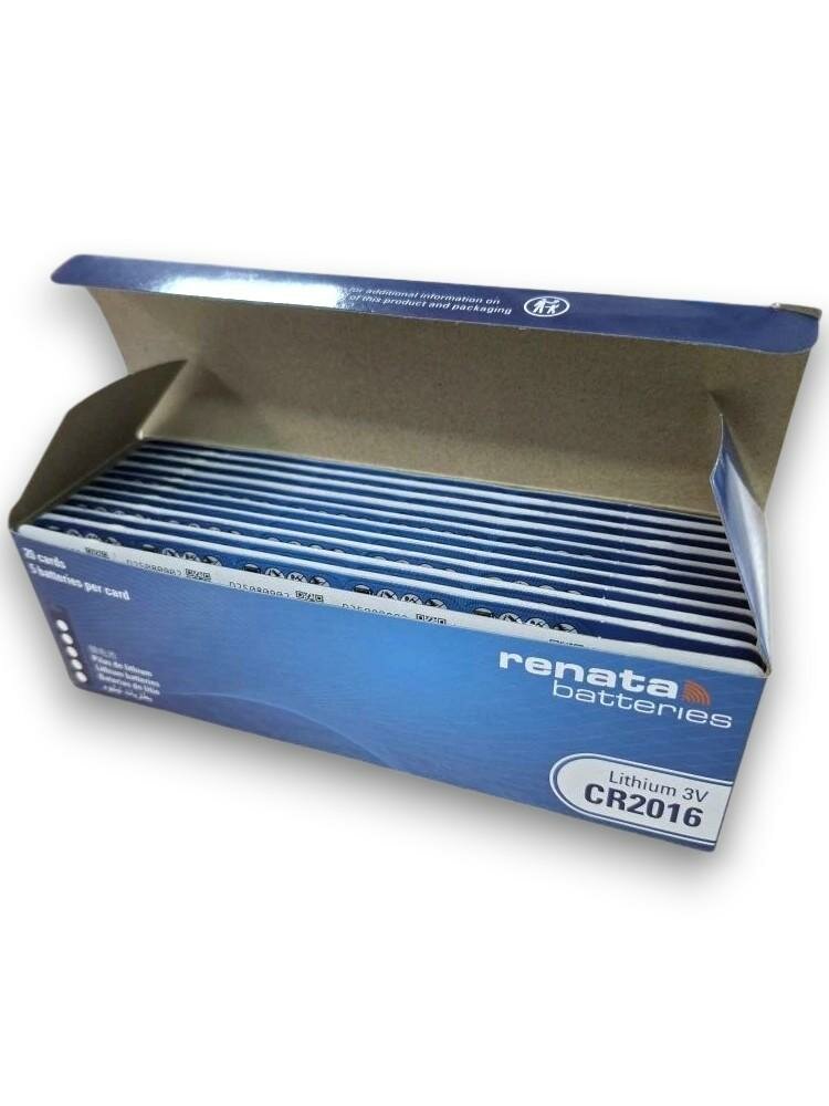 Дисковая батарейка Renata CR2016 Lithium Battery 3v BOX100 , 100шт.