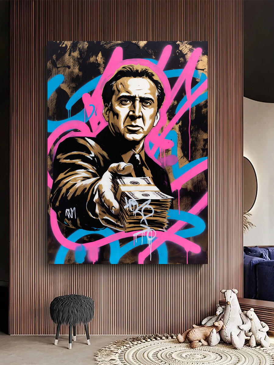 Картина на холсте «Nicolas Cage: поп-арт портрет Николаса», камерный формат 30×40 см