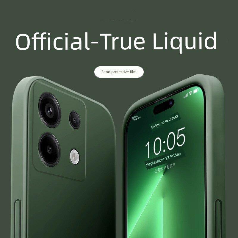 Чехол для Redmi Note 13R в темно-зеленом цвете с включенной антицарапающей пленкой