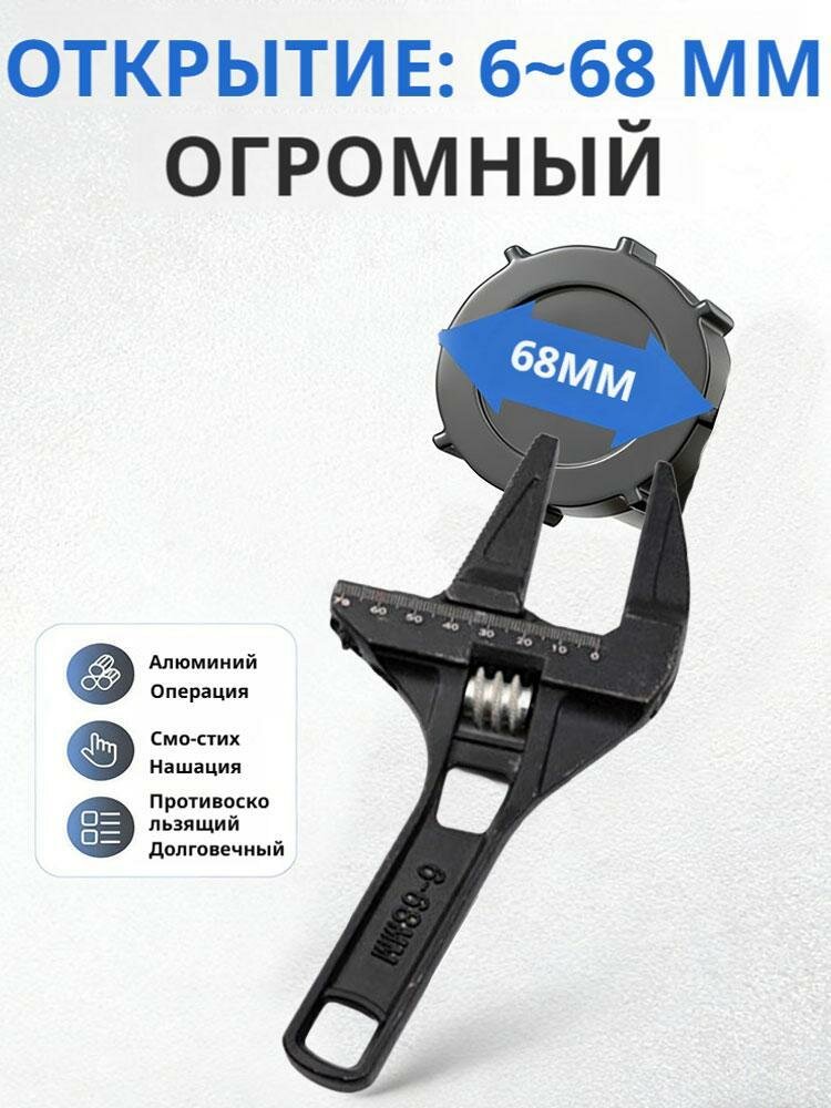 Ключ разводной, сантехнический, с тонкими губками