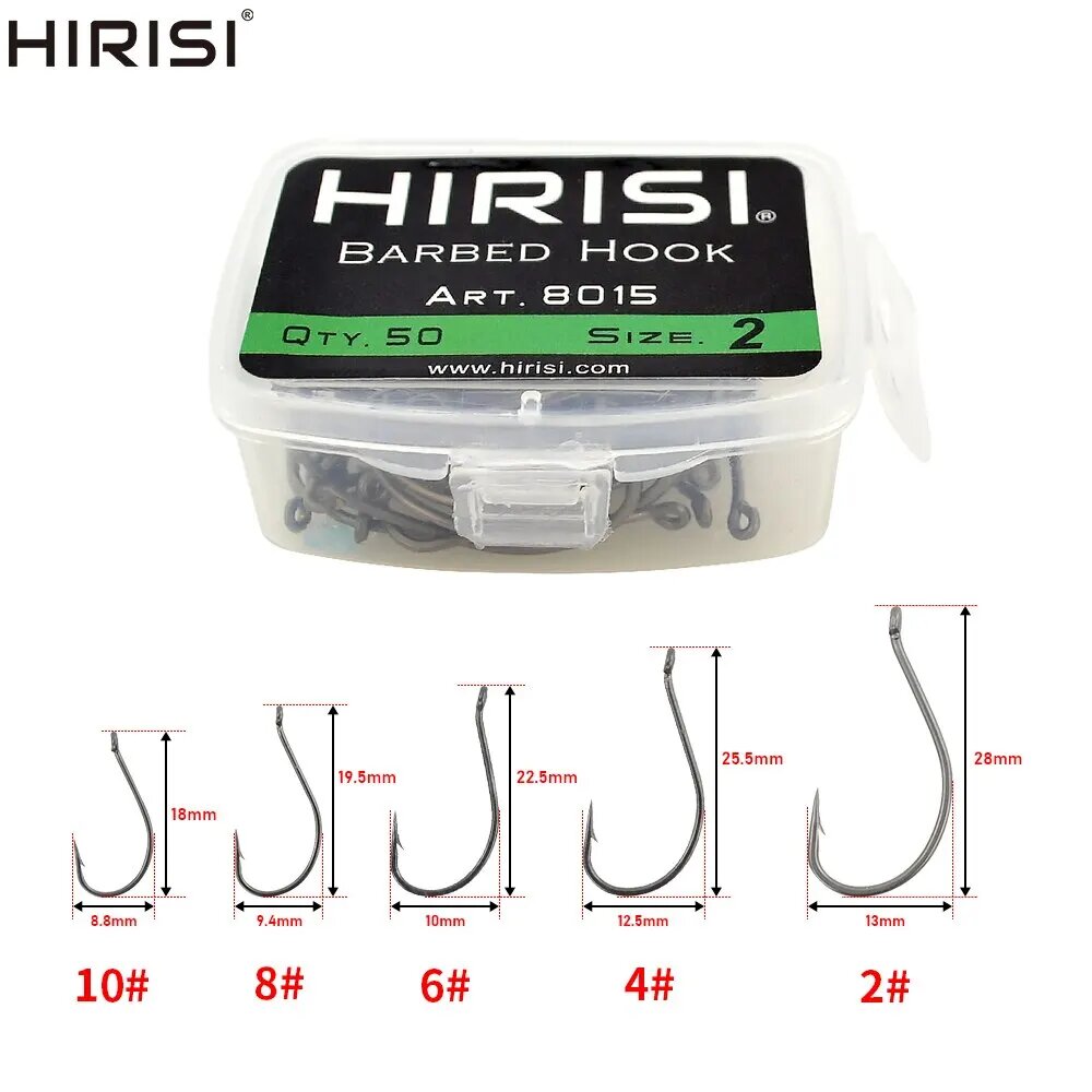 Рыболовные крючки Hirisi 8015, №2, 50 шт