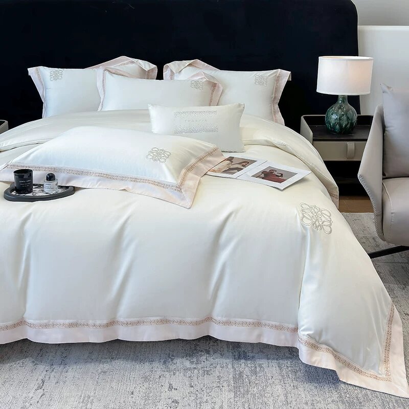 Ivory A-Grade Long-Staple Cotton 2.0m Пододеяльник Набор 4-х Пьес для Подушки 220x240 см, Чистый Белый