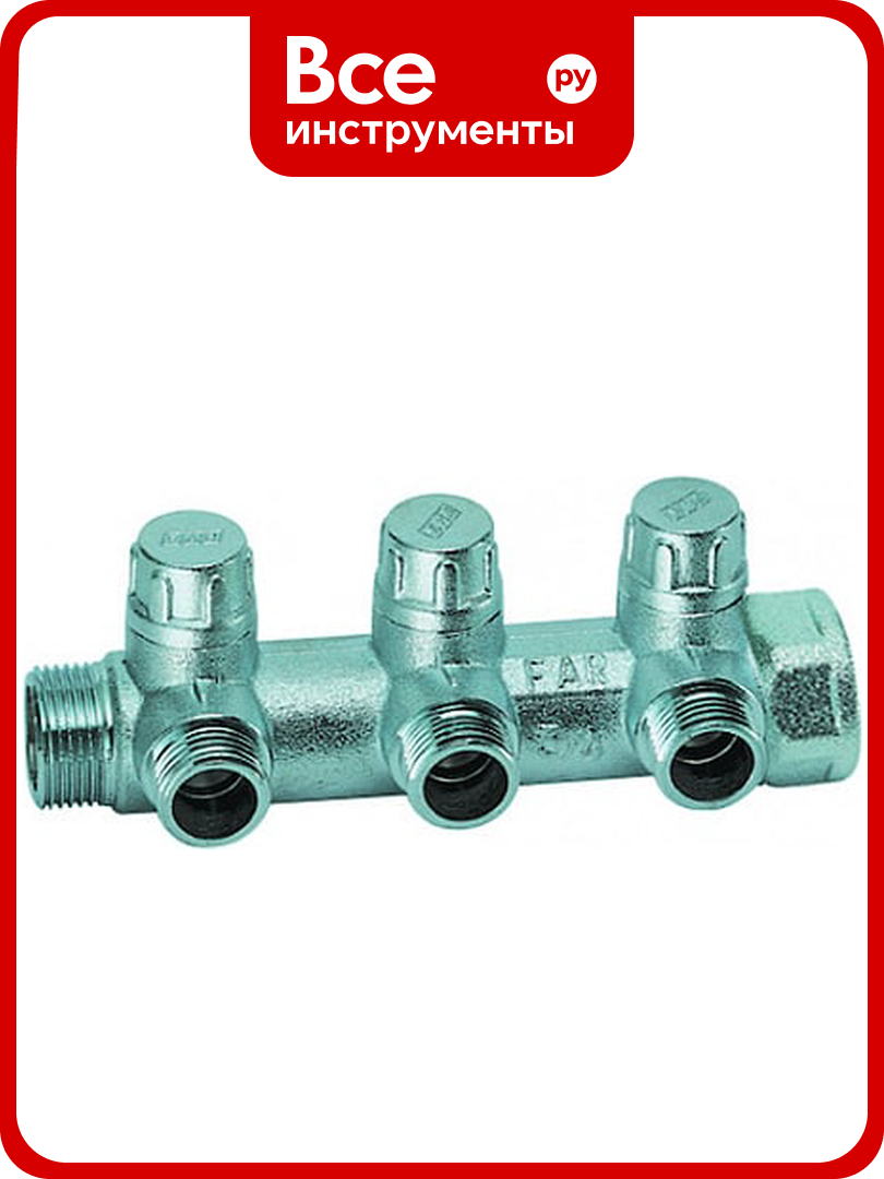 Запорный коллектор с 3 отводами FAR 3/4" ВР-НР М24х19 FK 3900 C34