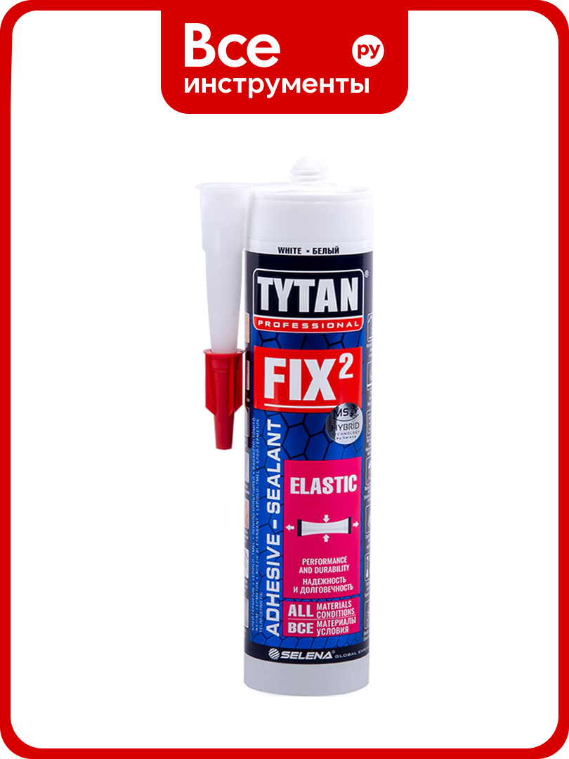 Клей-герметик TYTAN Professional Fix2 Elastic, 290 мл, белый, Это универсальный продукт с широким диапазоном применении