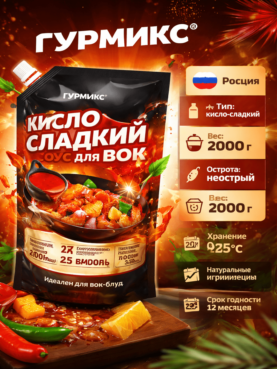 Соус Гурмикс кисло-сладкий для вок, 2кг
