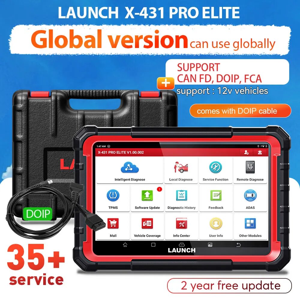 Диагностический сканер LAUNCH X431 PRO Elite 2026 года, двунаправленный, 32+ сервисных функций, кодирование ЭБУ, комплексная диагностика всех систем