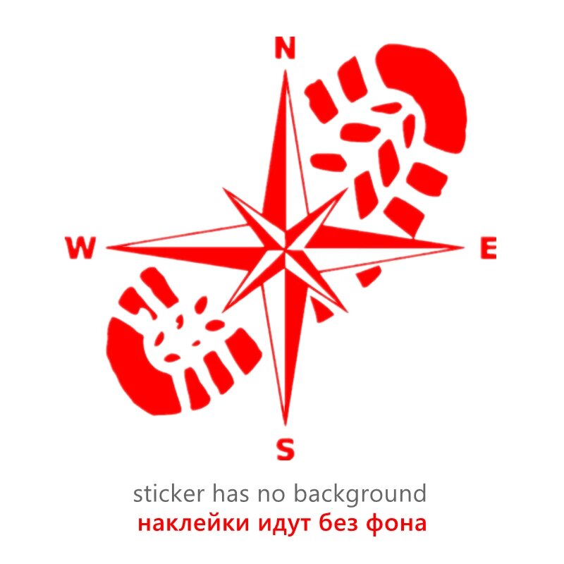 Наклейка на авто "Компас с трекингами", Red, CS1654