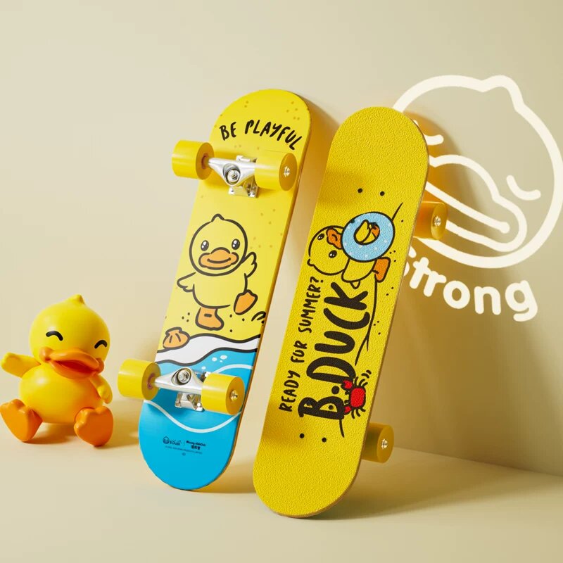B.Duck Плавающая Желтая Уточка 28-дюймовый Детский Скутер с Обычными Колесами и Защитным Оборудованием для Малышей 1-3