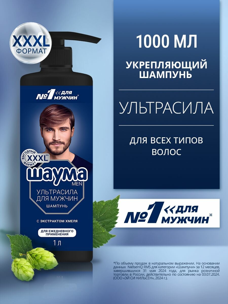 Шаума Шампунь для ежедневного применения Для мужчин Ультрасила, 1000 мл (1 л)