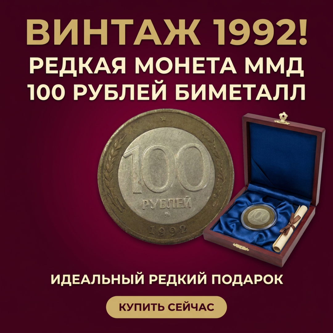Монета сто 100 рублей 1992 год. Биметал, ММД монетный двор. Молодая Россия.