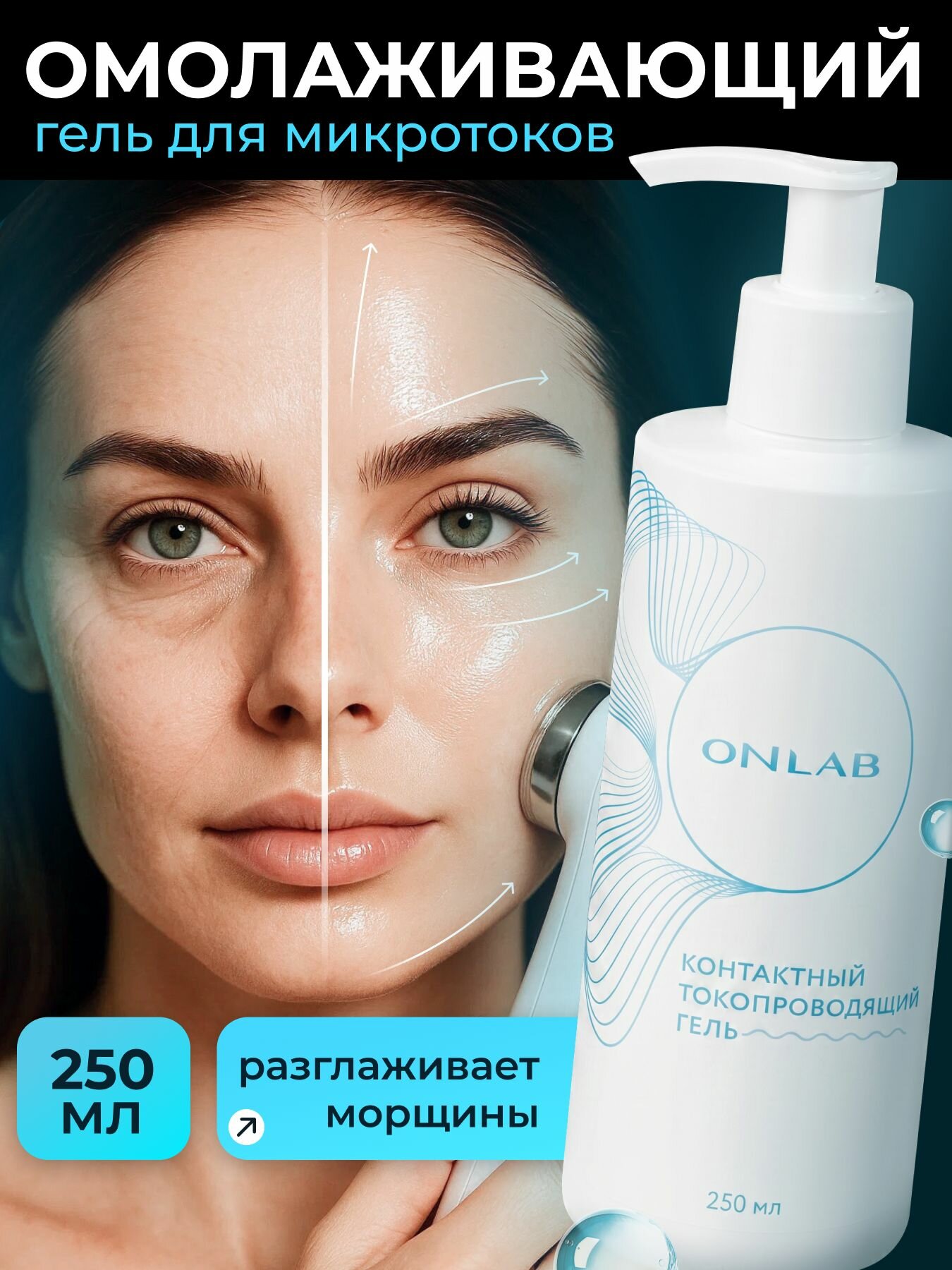 ONLAB / Контактный токопроводящий гель "SoftTouch"/ для микротоков, для ультразвуковой чистки лица, rf лифтинг, 250 мл
