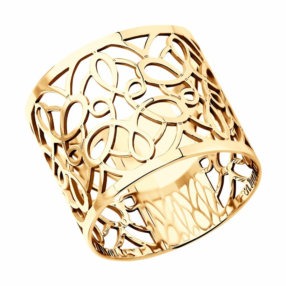 Кольцо, серебро, 925 проба, золочение