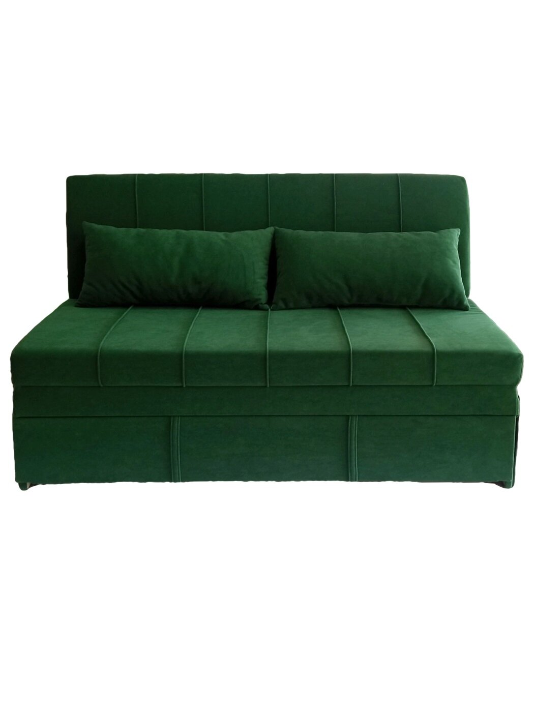Диван-кровать StylChairs Сёма, ширина 140 см, без подлокотников, с подушками, велюр зелёный