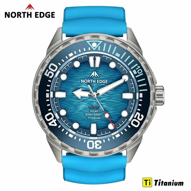 NORTH EDGE TRITON-TI Титановые часы для дайвинга на солнечных батареях с водонепроницаемостью 300 М и продолжительностью жизни более 180 дней