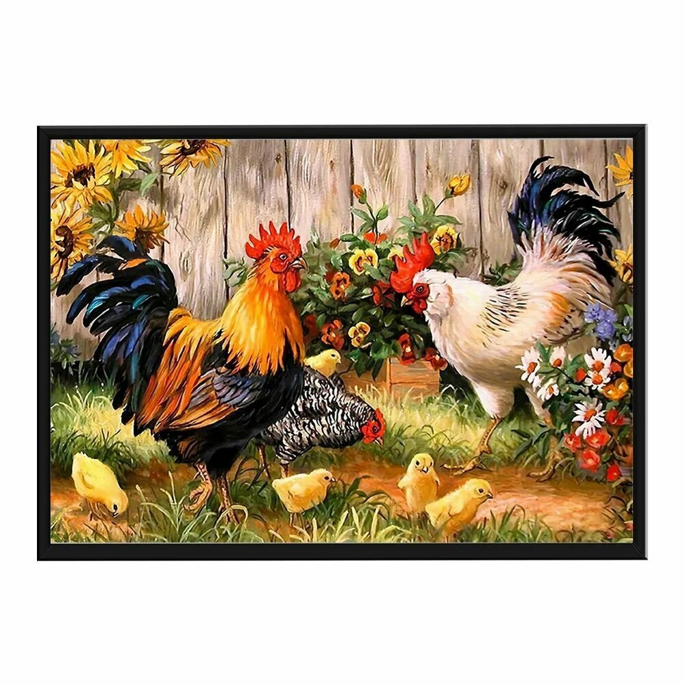 Набор для вышивания крестом с петухом, экологичные нити, 3 пряди, 50x40 см
