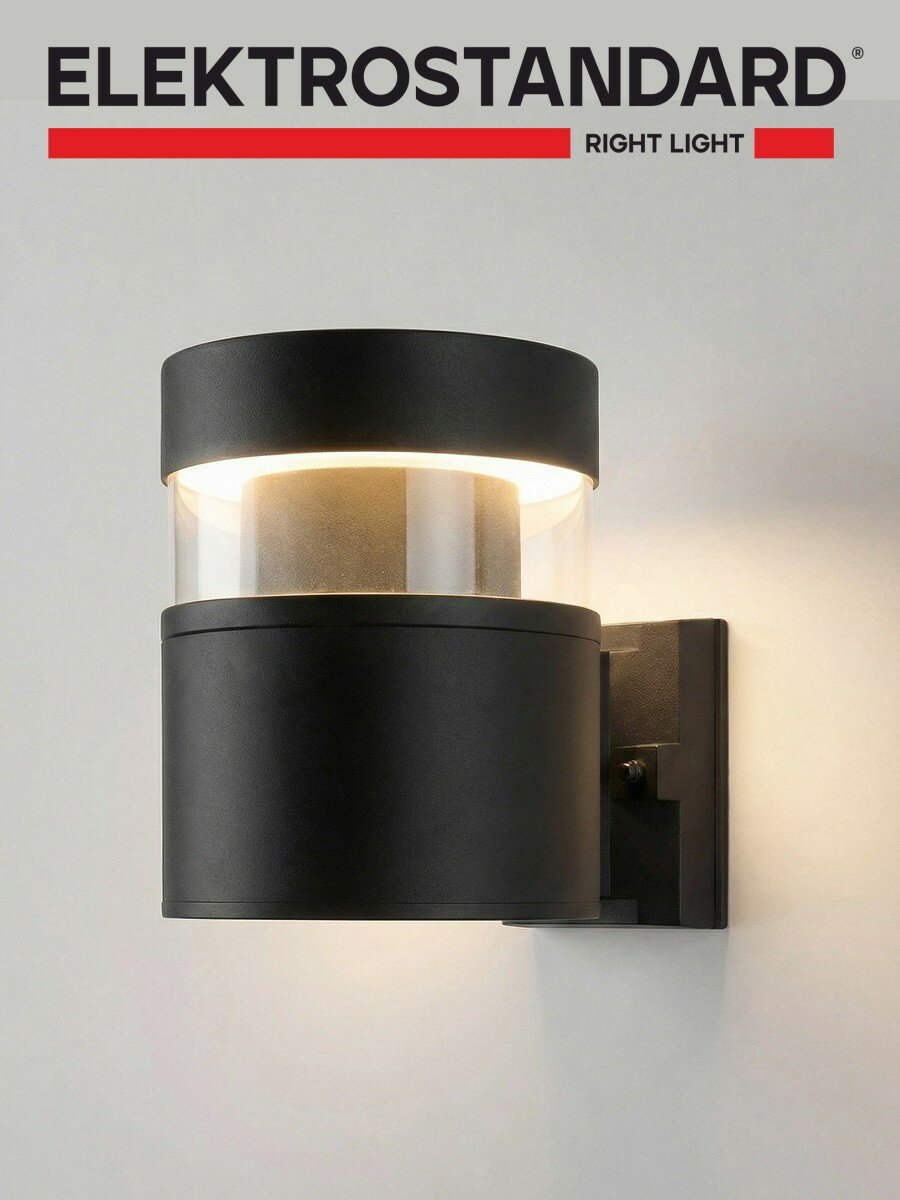 Уличный настенный светодиодный светильник Elektrostandard Techno 1530 TECHNO LED, 12 Вт, 3000К, чёрный, IP54