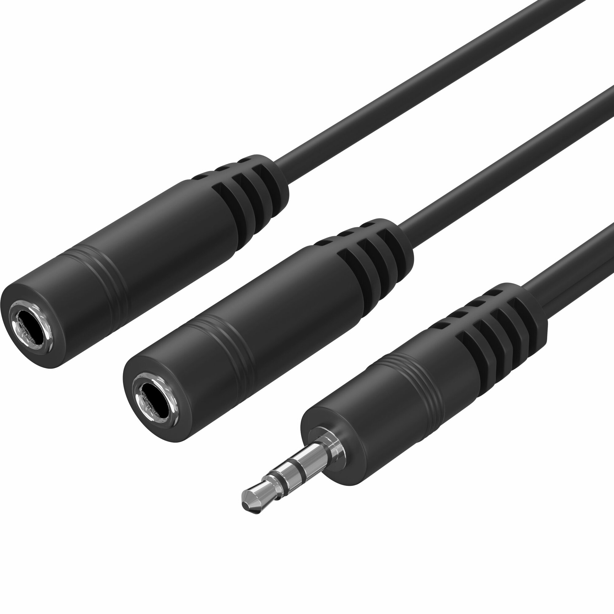 Аудио разветвитель сплиттер GSMIN Sound Split для двух наушников Mini Jack джек 3.5 мм смартфона, ноутбука, ПК (15 см) (Черный)