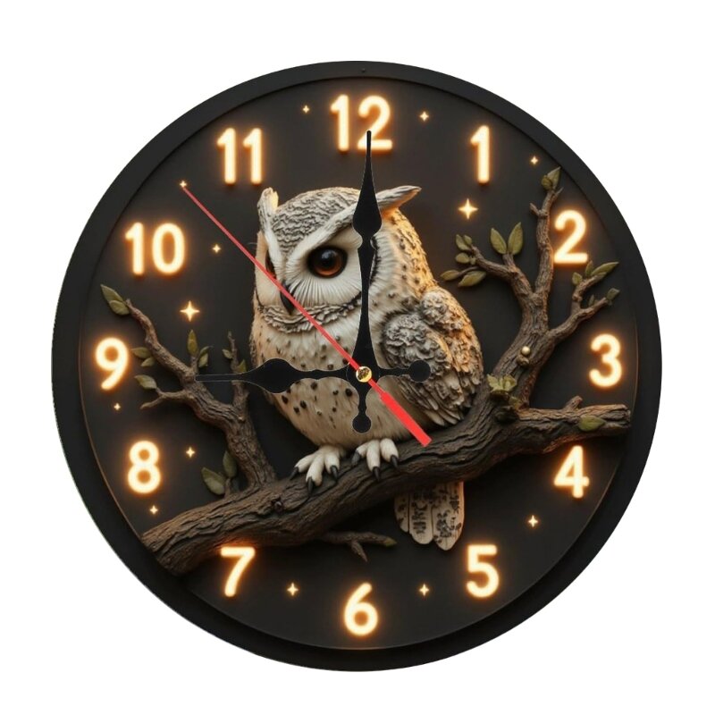 Часы для украшения гостиной с бесшумным механизмом-10 дюймов-owl