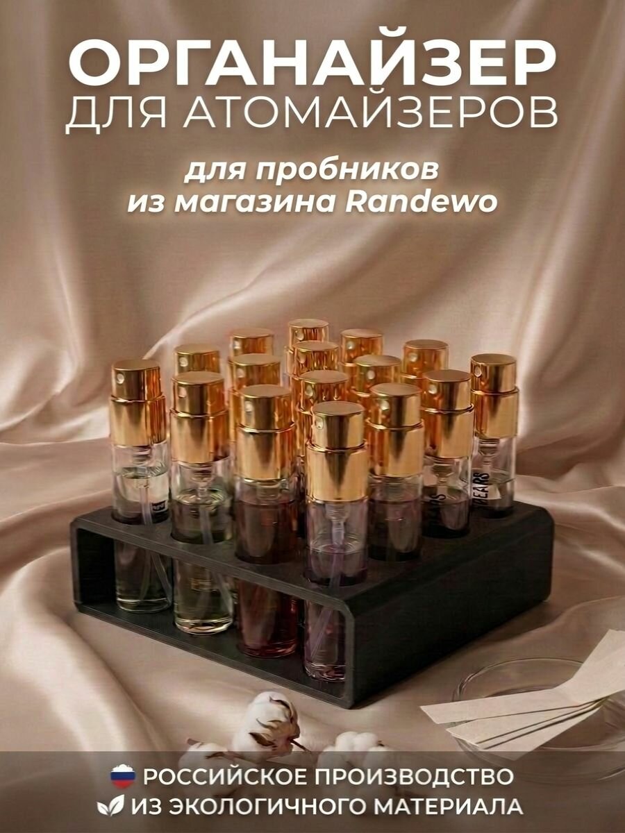 Органайзер для пробников духов из пластика на 16 ячеек, подставка под флаконы, атомайзеры 8 мл Randewo, диаметр до 16мм