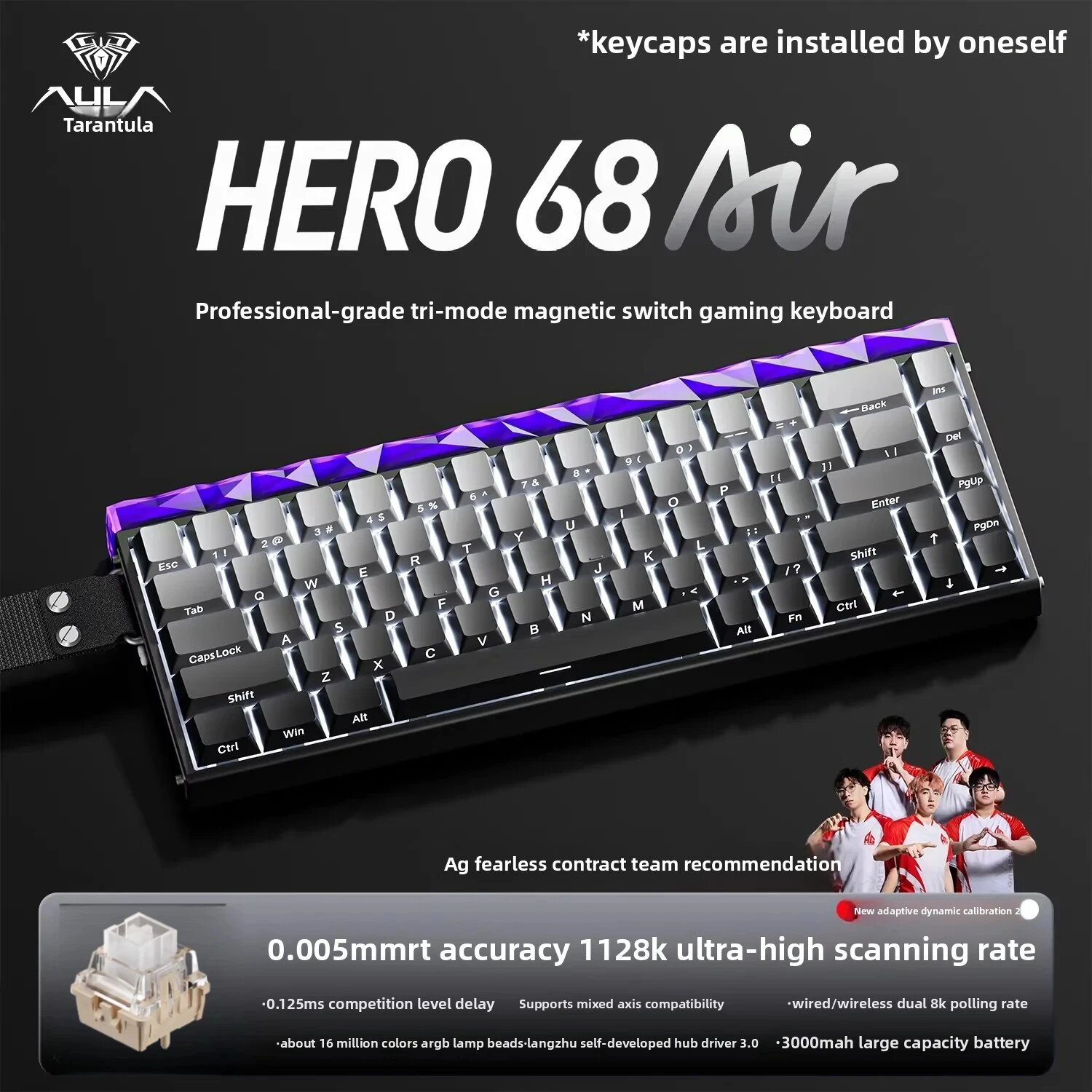 AULA HERO 68 Air Gray механическая игровая клавиатура