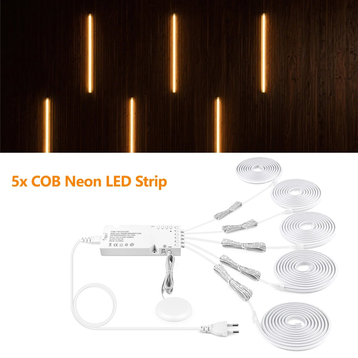 5x COB Neon LED Strip, 1m, Warm White