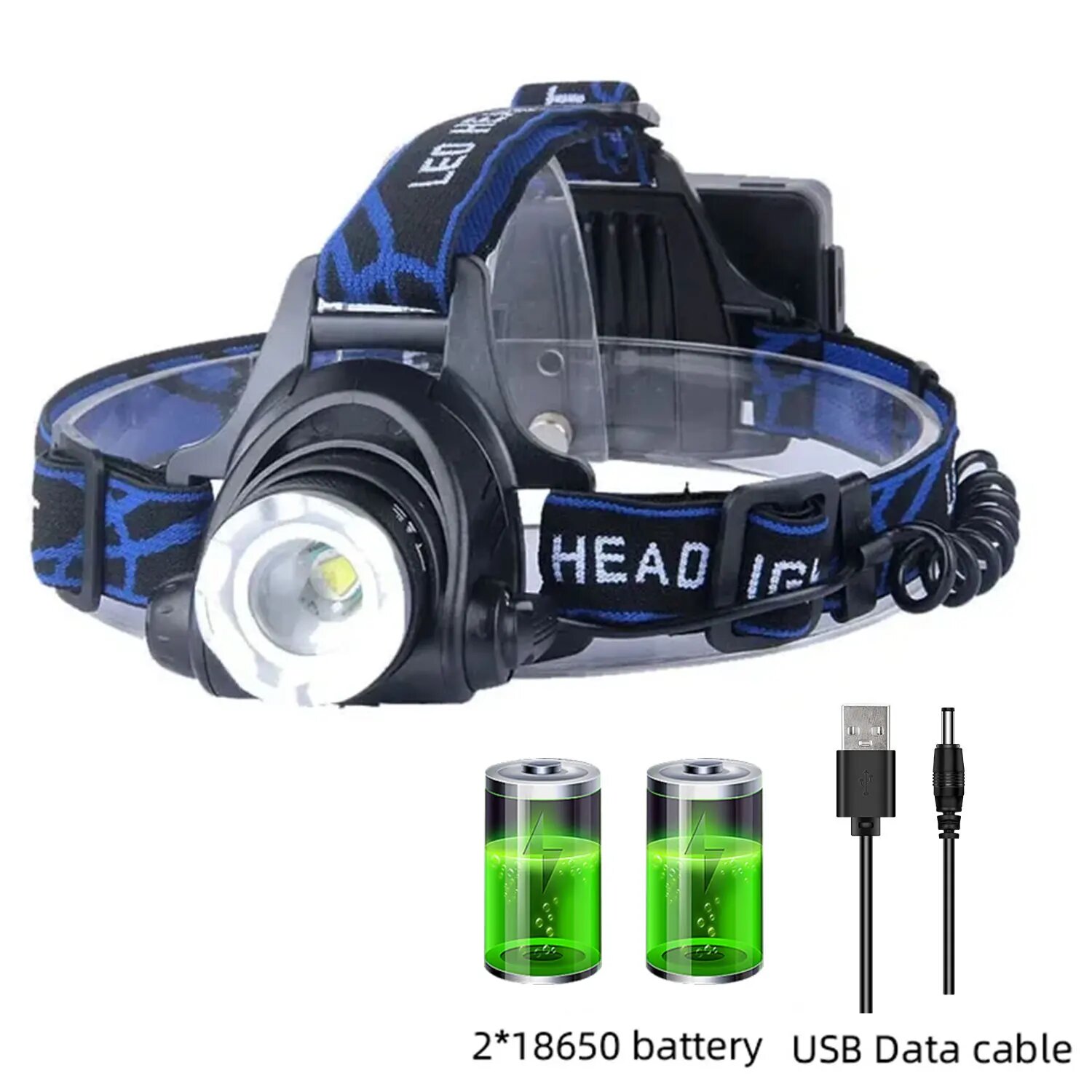 LED Налобный Фонарь 2x18650 2000mAh