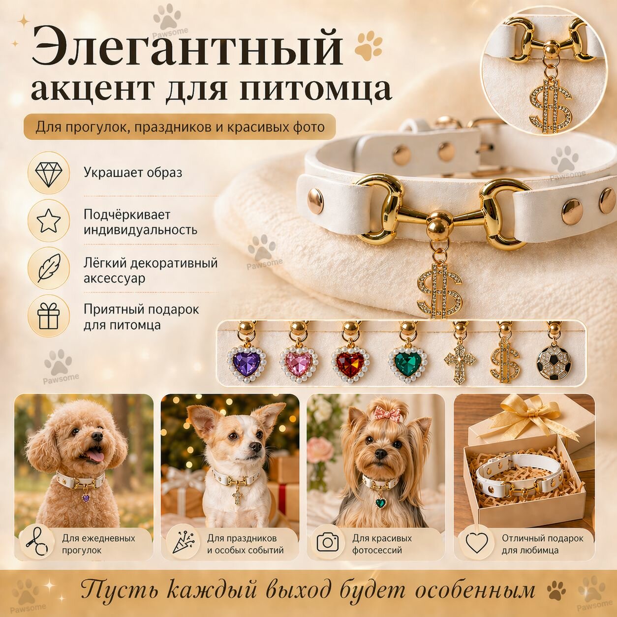 Брелок-ошейник для собак и кошек с перстнем и камнем, люксовый аксессуар для питомца ошейник-брелок аксессуар для питомца