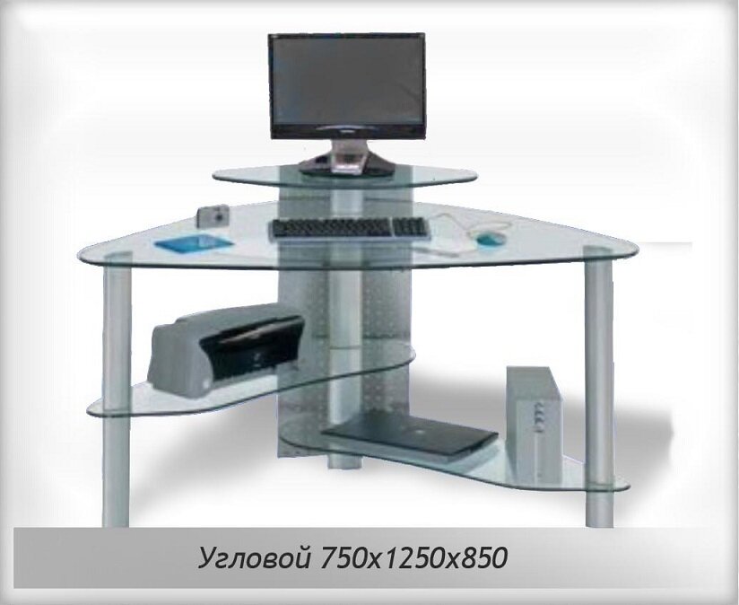 Стол стеклянный угловой компьютерный KiraKlein , 75х115х75