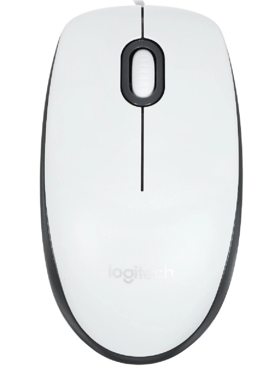 Проводная мышь Logitech M100, 2 кнопки, 1000 DPI, белая, проводная, 1,8 м