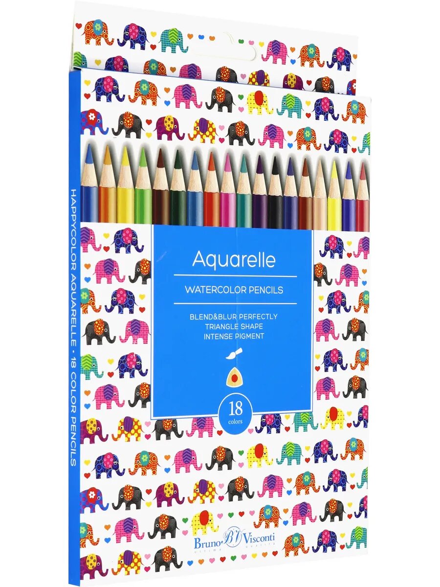Карандаши акварельные 18 цветов "HappyColor" (30-0067)