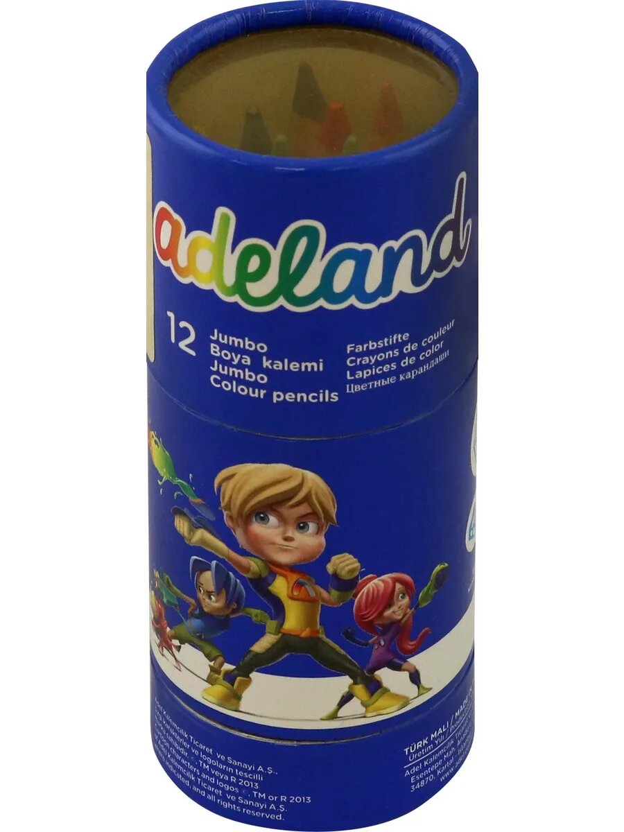 Карандаши Adeland Jumbo Hexa, 12 цветов + точилка