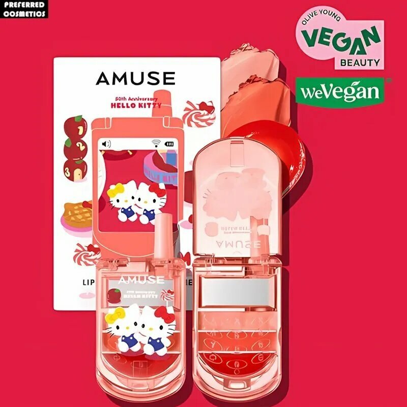 Amuse x Hello Kitty Румяна двойного назначения для губ и щек,2 г - 01 Apple soda