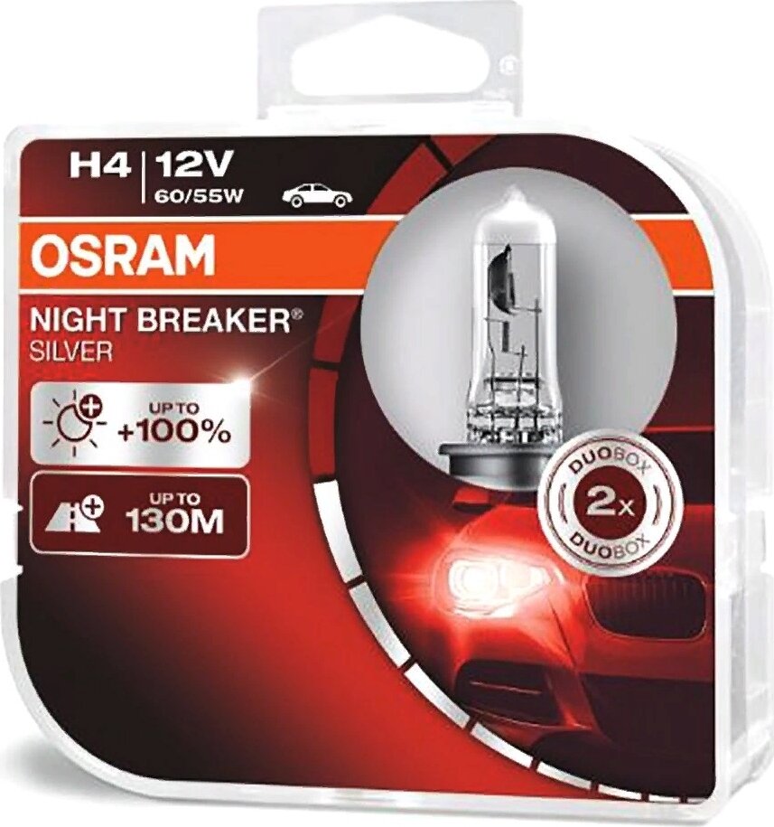 Лампа OSRAM NIGHT BREAKER SILVER 64193NBSHCB H4 P43t 12 В 60Вт 3200K