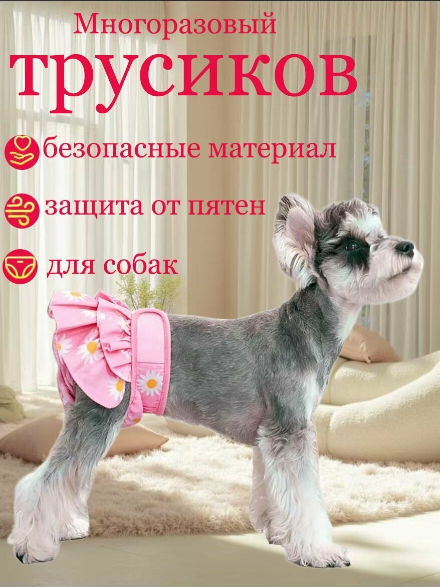 Трусы для собаки многоразовые во время течки, размер XS, Розово для сук