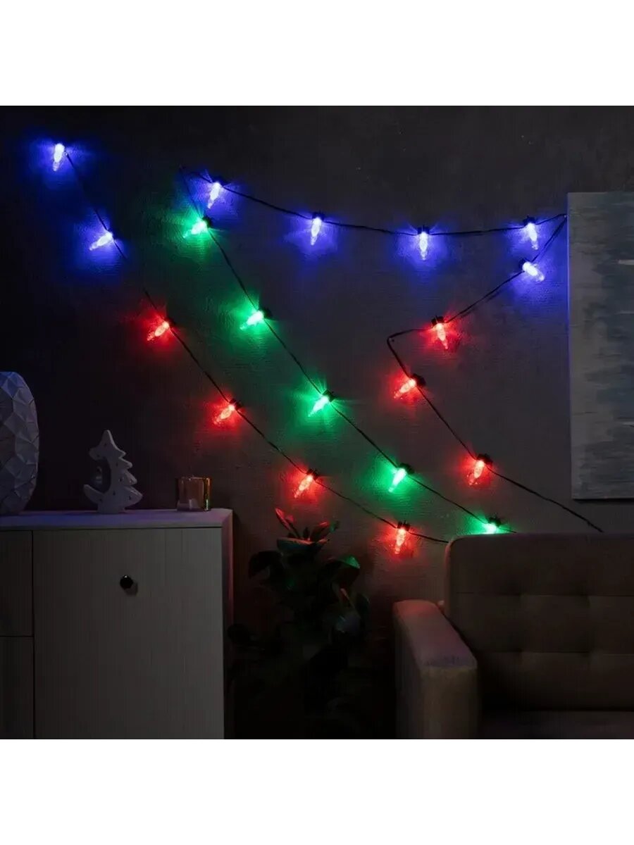 Новогодняя гирлянда с шишками и RGB светом