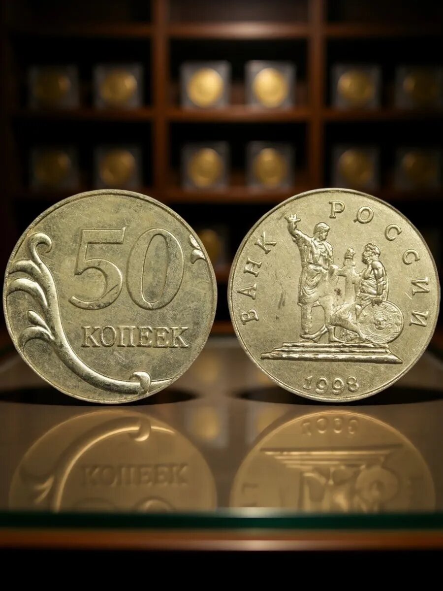 50 копеек 1998 года Россия Проект Минин и Пожарский Копия