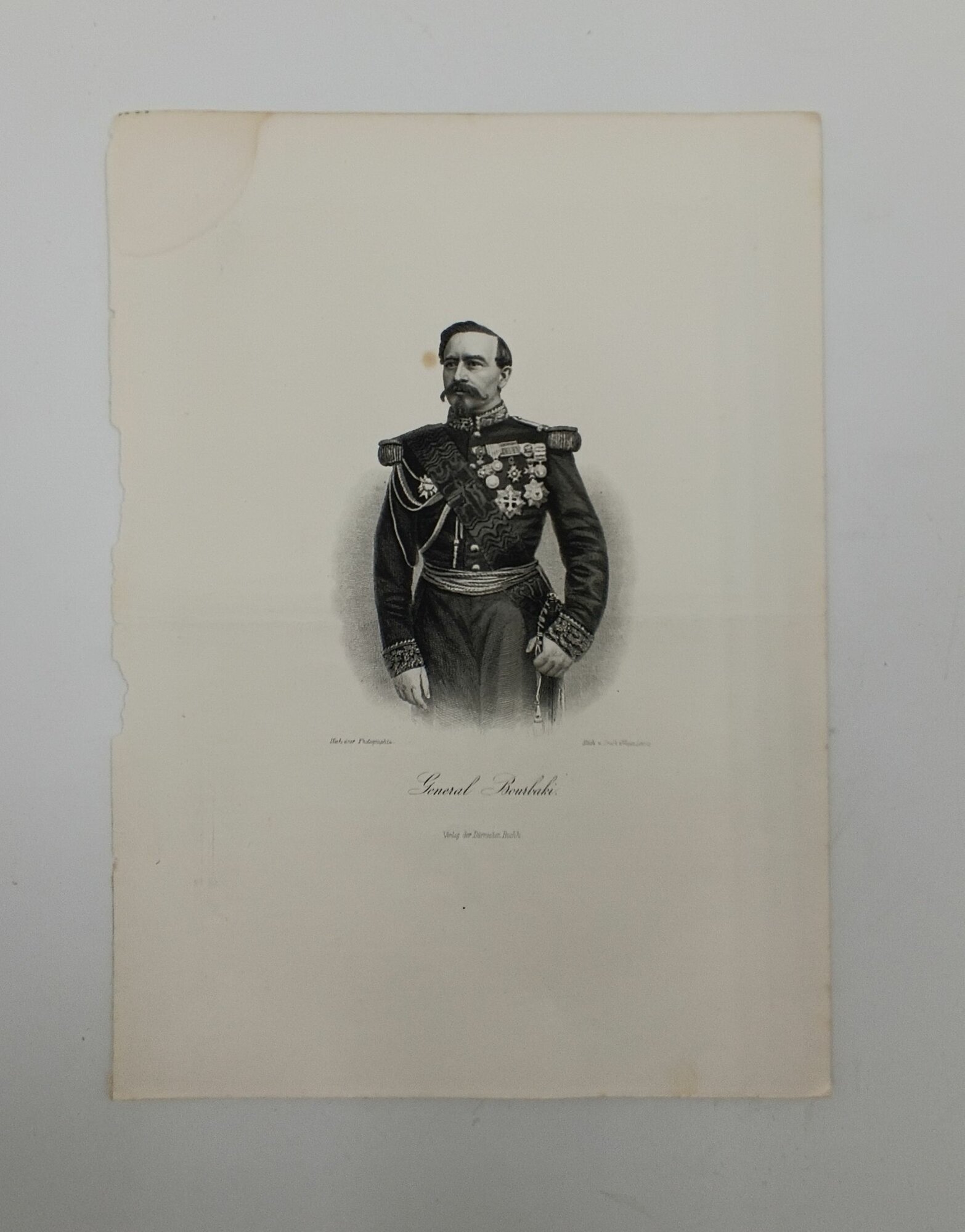 Гравюра Шарль Дени Бурбаки 1816 -1897 французский военачальник, генерал, командующий армиями и корпусами во времена франко-прусской войны. Германия, вторая половина XIX века. Размер 21х29,5 см.