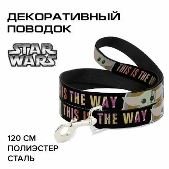 Поводок Buckle-Down "Звездные войны. Малыш Йода THIS IS THE WAY", черный, 120 см