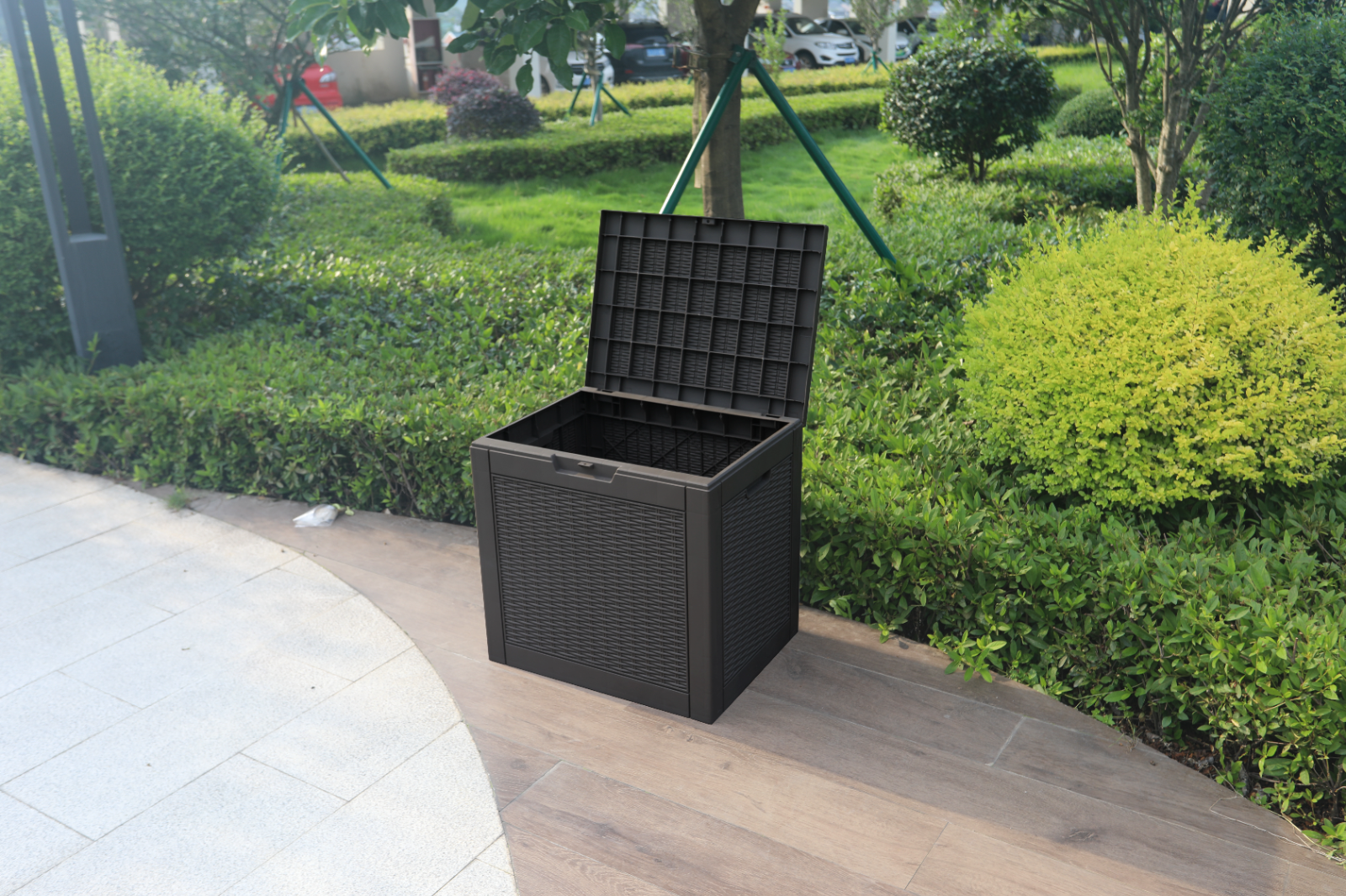 Ящик для хранения GN500007, 56x43x53 см, уличный, полипропилен, тёмно-коричневый