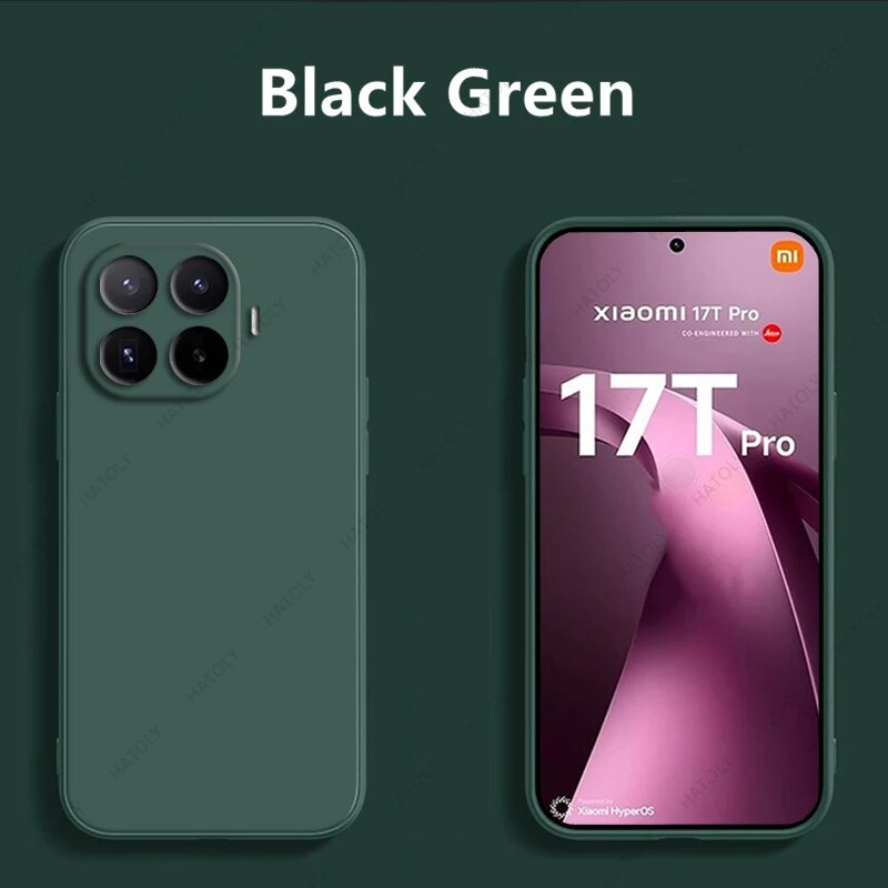 Чехол для Xiaomi 17T Pro, black green, силикон