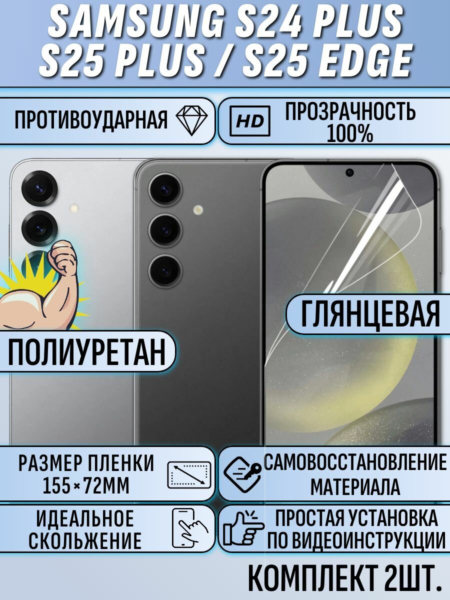 Гидрогелевая пленка для Samsung S24 Plus / S25 Plus глянцевая 2 шт
